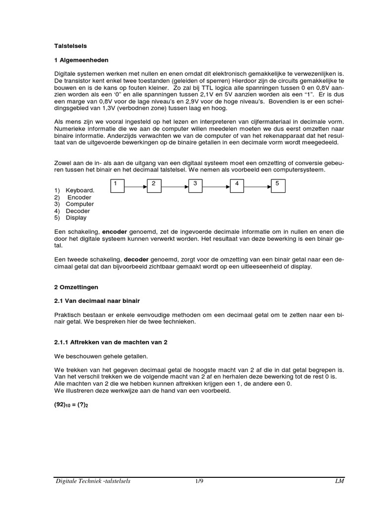 Hoofdstuk 5 Talstelsels | PDF