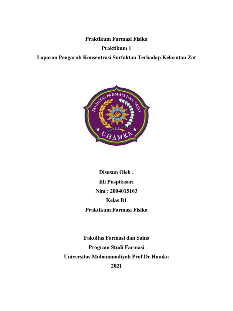 Laporan Praktikum Modul 1 Farmasi Fisika B1 (Eli Puspitasari) | PDF