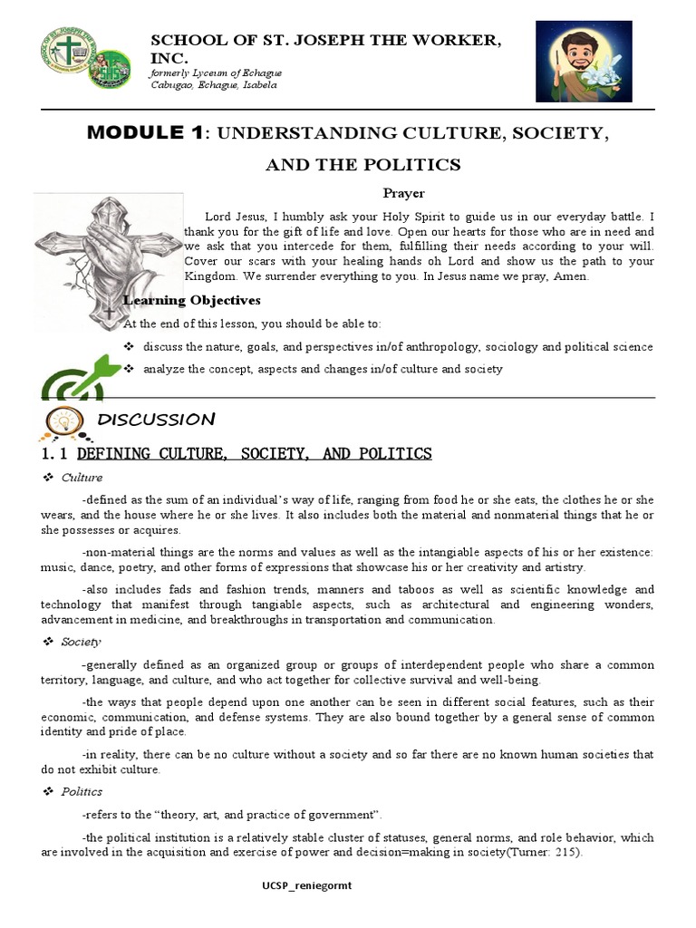 Module 1: Understanding Culture, Society,: and The Politics | PDF ...