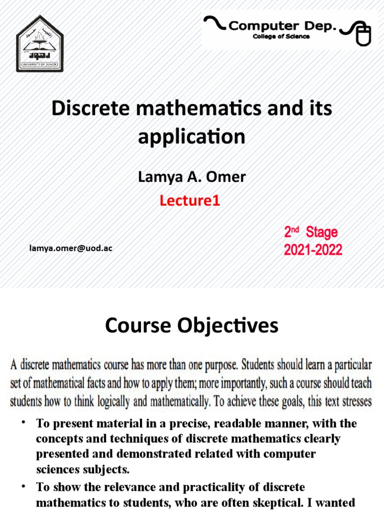 Discrete Lecture 1st | PDF | Discrete Mathematics | Logic
