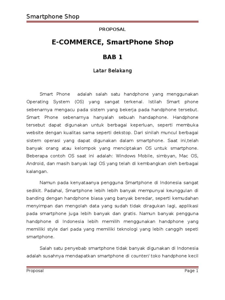 Proposal SmartPhone Shop | PDF
