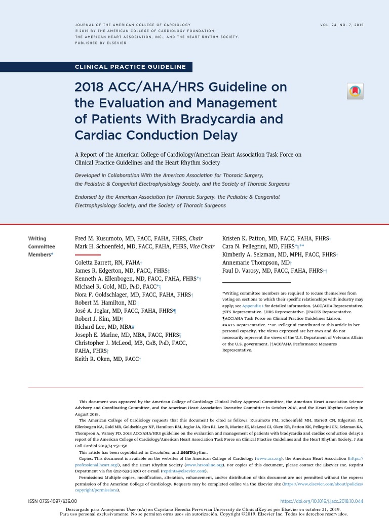 2018 AHA Guidelines Bradicardia | PDF | Heart | Myocardial Infarction