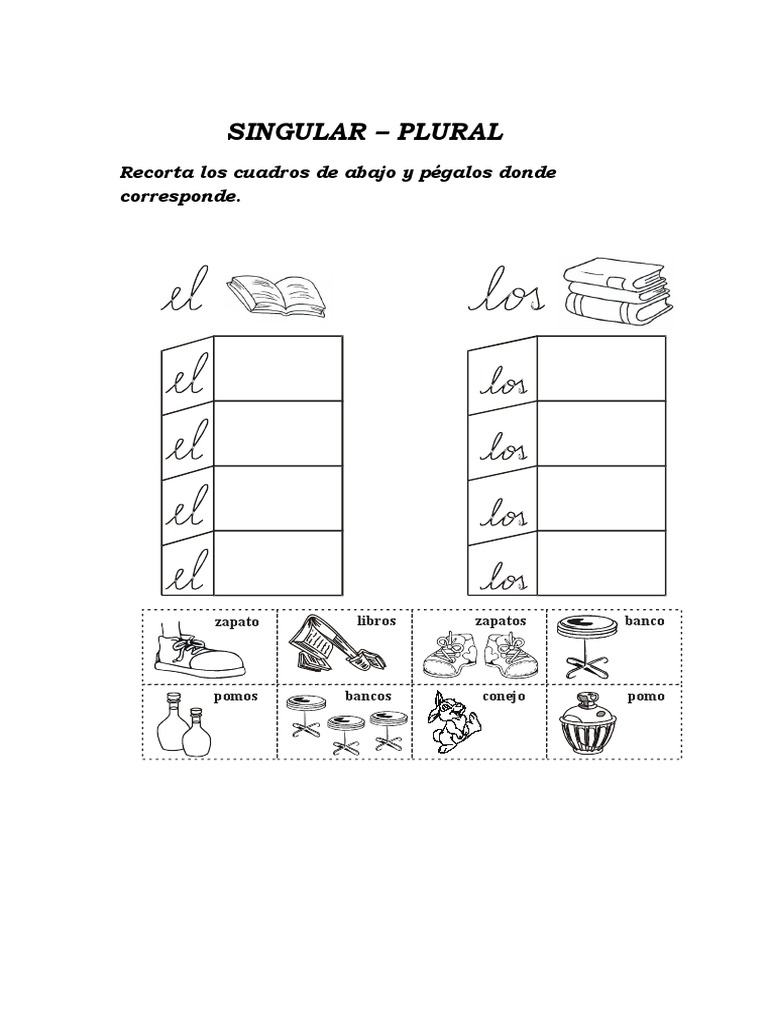 Hoja De Trabajo Para Hacer Plural Y Singular Ficha De Actividad: