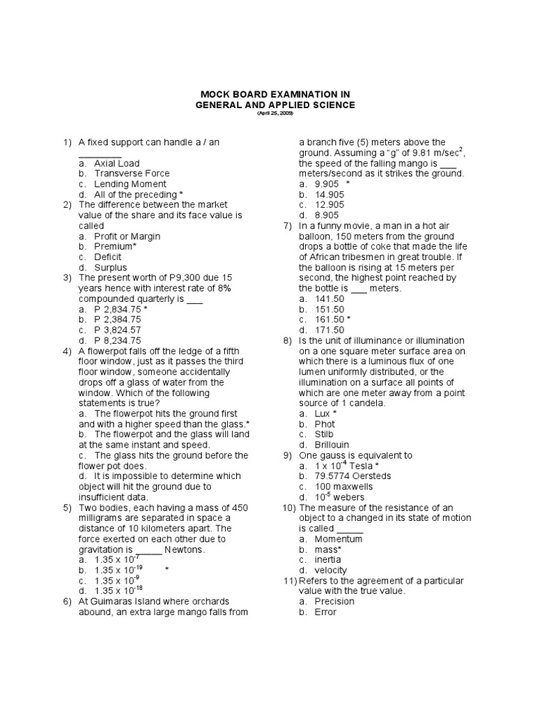 Mock Board Examination in Geas A | PDF | Heat | Temperature