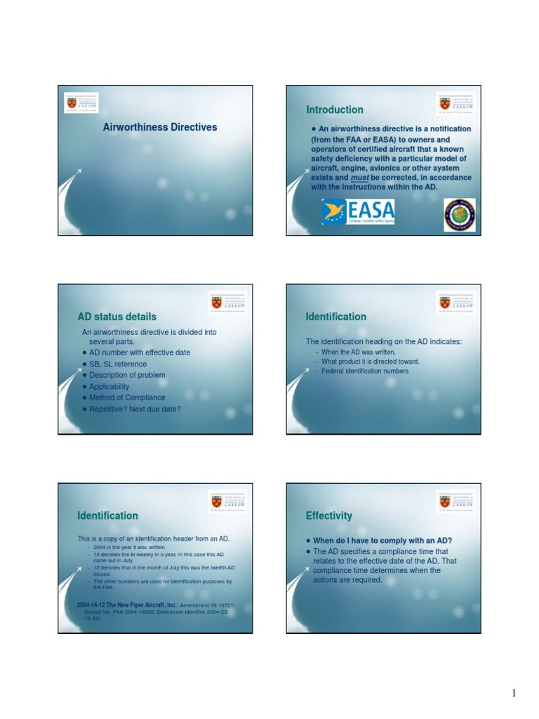 Airworthiness Directives Presentation | PDF | Aviation