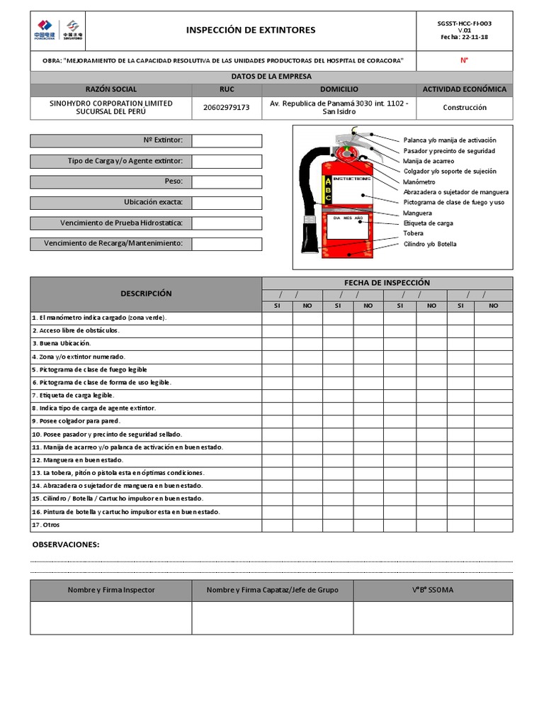 SGSST HCC FI 003 Inspeccion de Extintor | PDF SGSST HCC FI 003 Inspeccion de Extintor | PDF