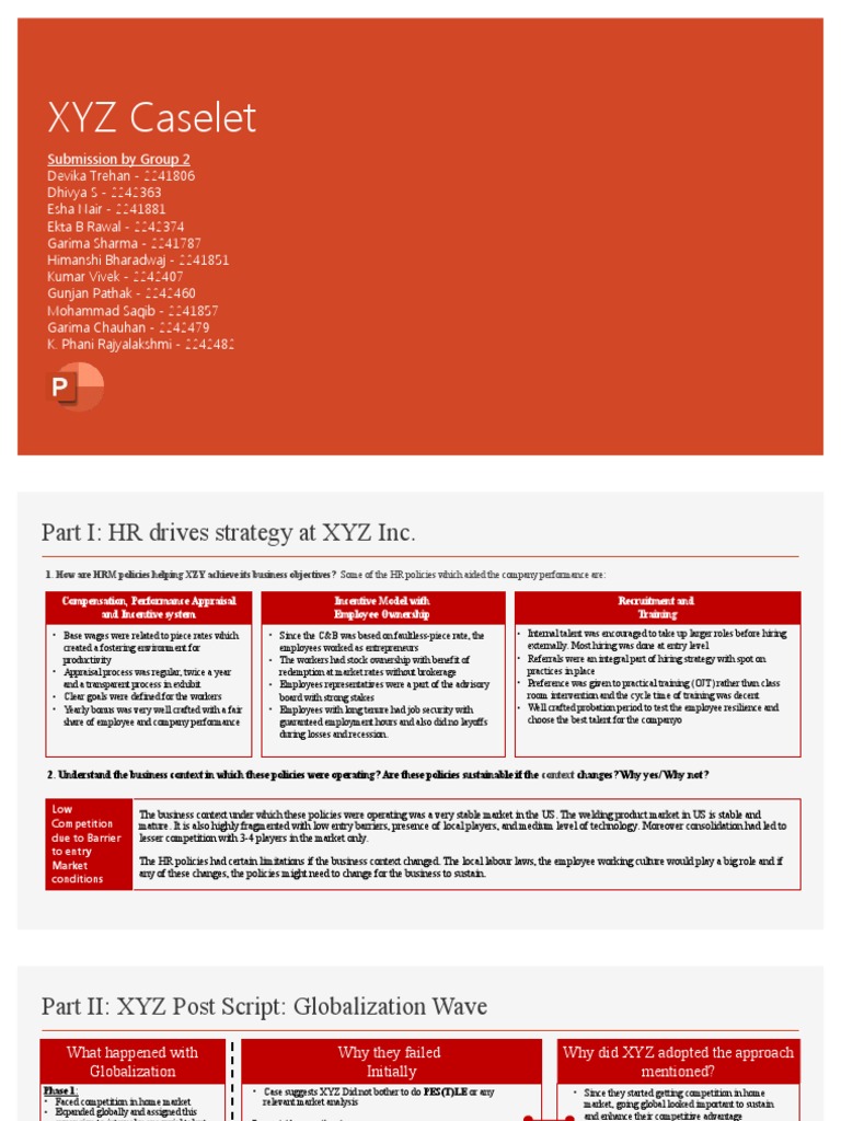 Module 3 - Group 2-XYZ Caselet | PDF | Employment | Market (Economics)