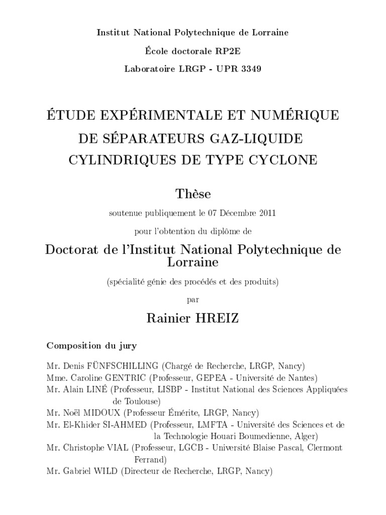 Inpl 2011 Hreiz R | PDF | Puits de pétrole | Génie chimique