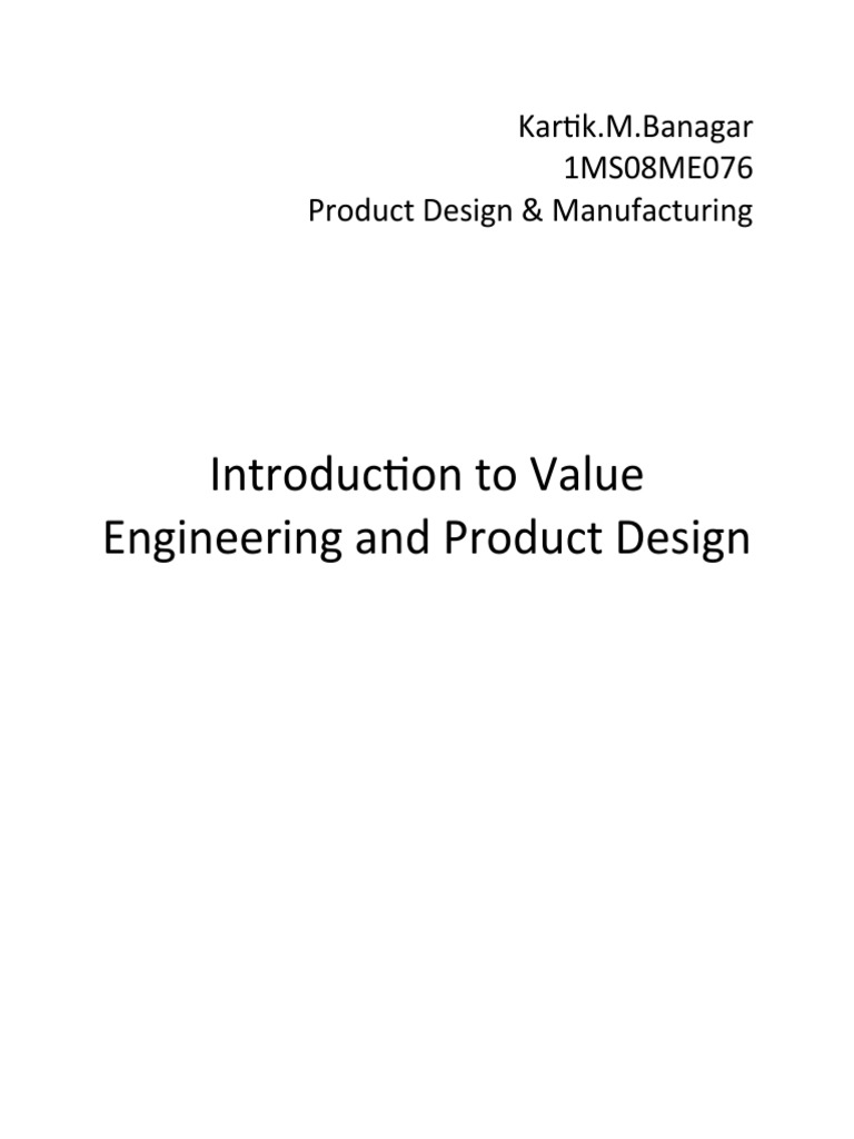 Introduction To Value Engg | PDF | Product Design | Business