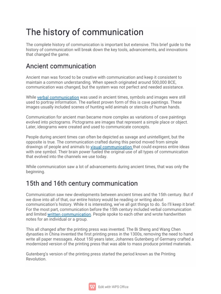 The History of Communication | PDF