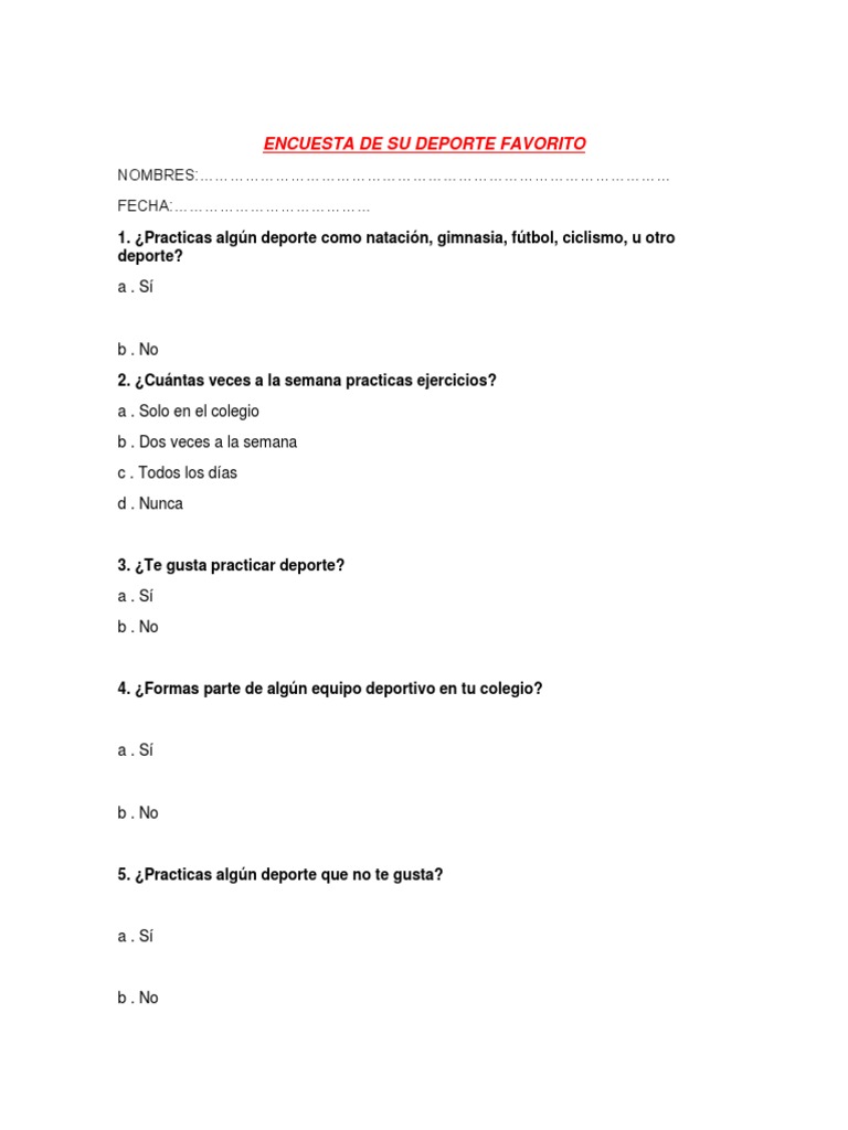 Encuesta de Su Deporte Favorito | PDF