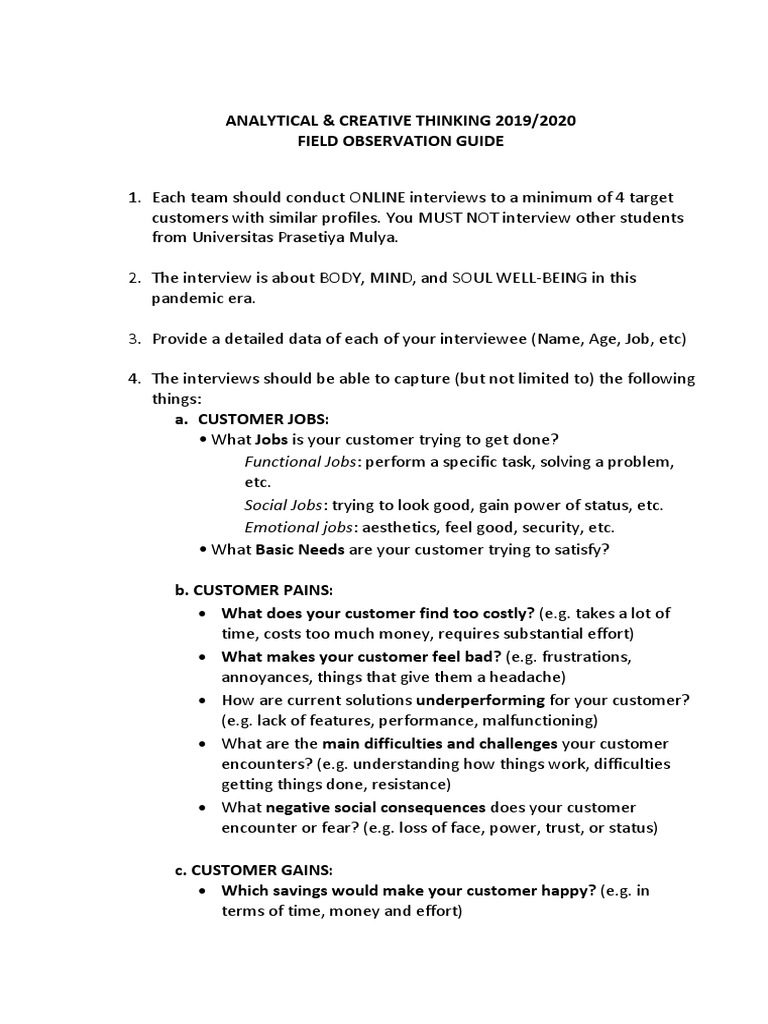 ACT 2021 Field Observation Guidelines | PDF | Interview | Human Nature