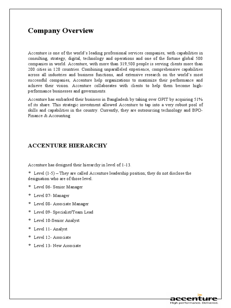 Company Overview: Accenture Hierarchy | PDF | Survey Methodology ...