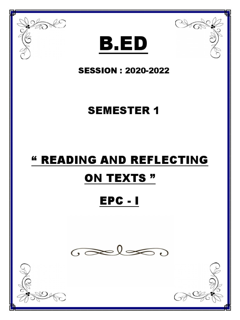 " Reading and Reflecting On Texts " Epc - I: Semester 1 | PDF