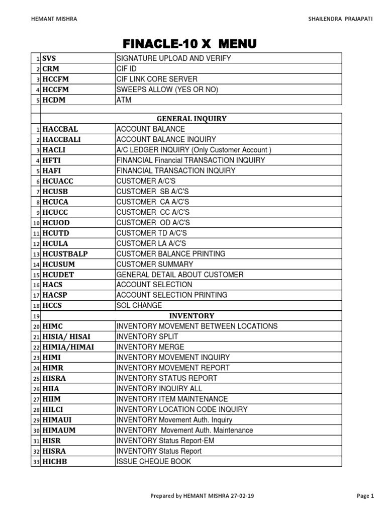 All Menu UBI Finacle10X-1-1-1 | PDF | Cheque | Transaction Account