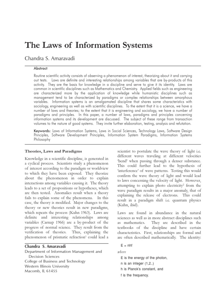 2004 The Laws of Information Systems | PDF | System | Science
