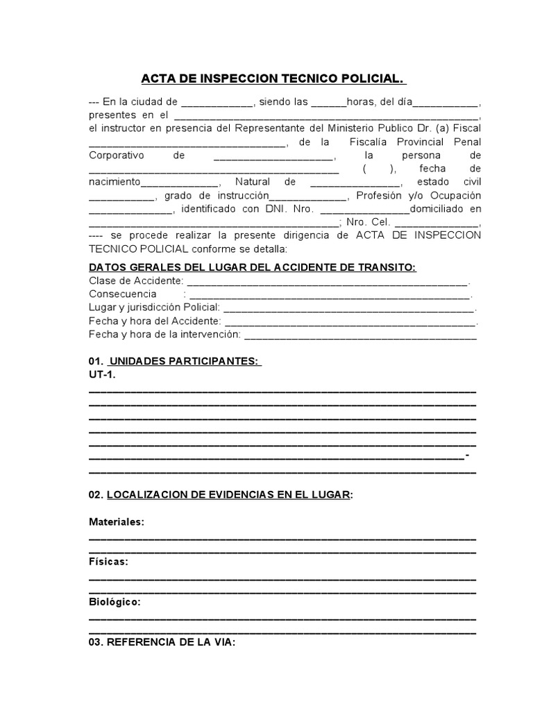 Acta de Itp. de Accd. Trans. | PDF