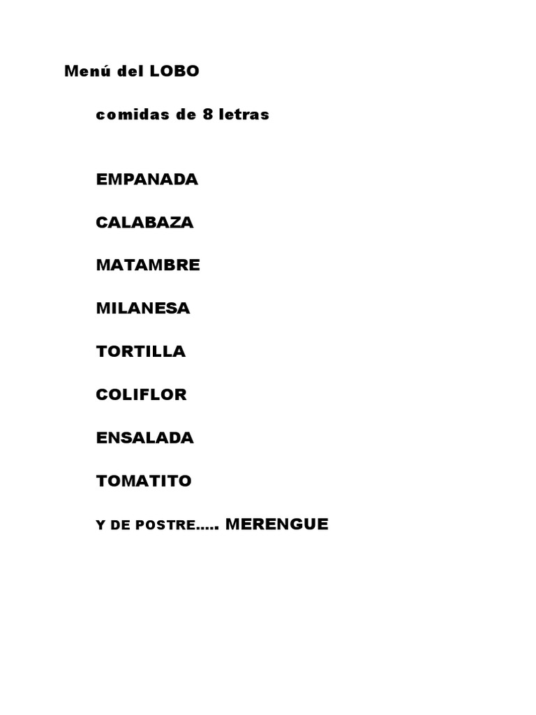 El Menú Del Lobo | PDF | Cocina, comidas y vino | Ciencia y matemáticas