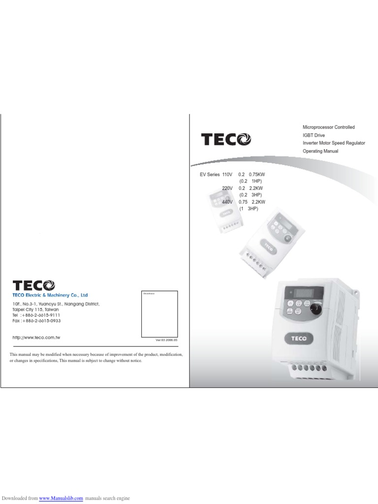 TEco 7300EV User Manual | PDF | Power Inverter | Electric Motor