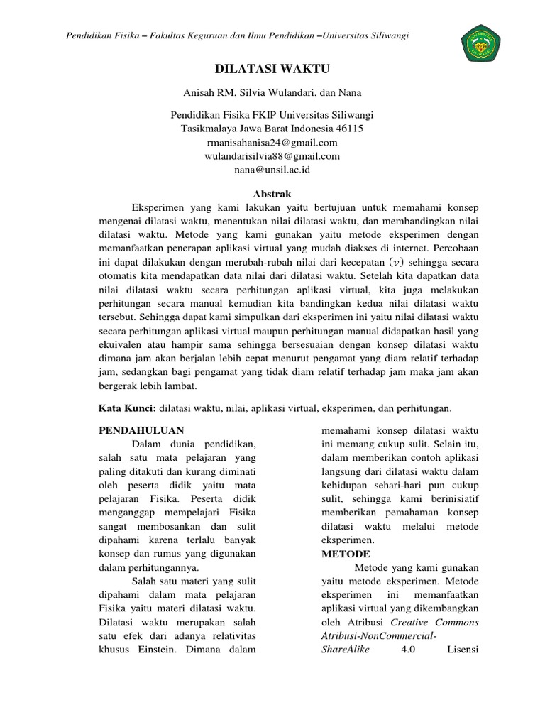 Jurnal Dilasi Waktu | PDF