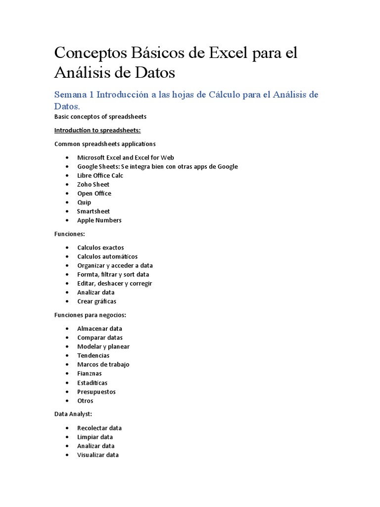 Conceptos Básicos de Excel para El Análisis de Datos | PDF | Microsoft Excel | Microsoft Office
