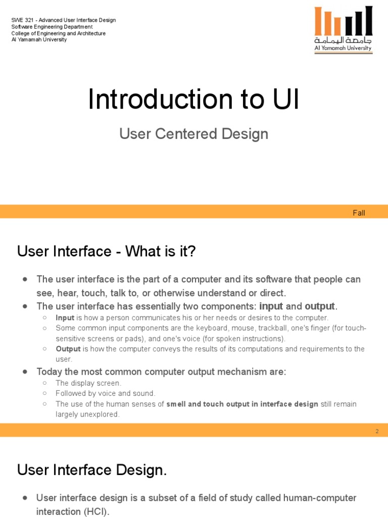 Introduction To UI: User Centered Design | PDF | User Interface | Human–Computer Interaction