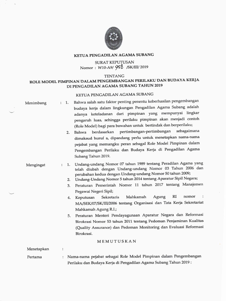 SK Role Model Pimpinan | PDF