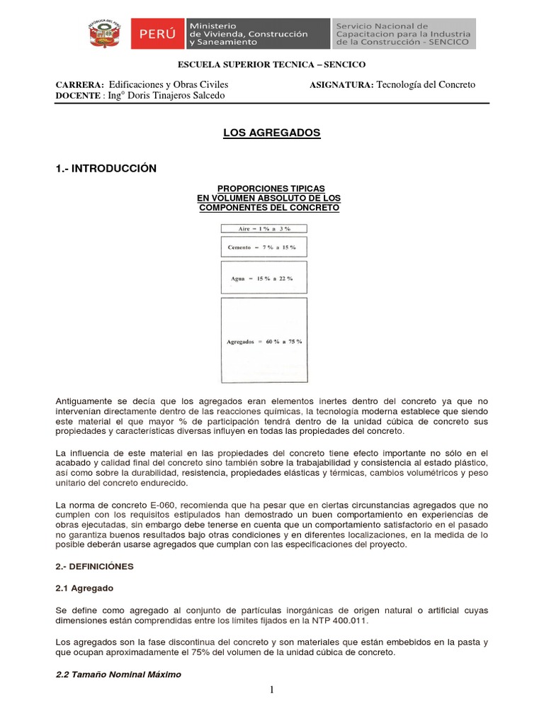 Propiedades y Clasificación de Agregados en Concreto | PDF | Hormigón ...