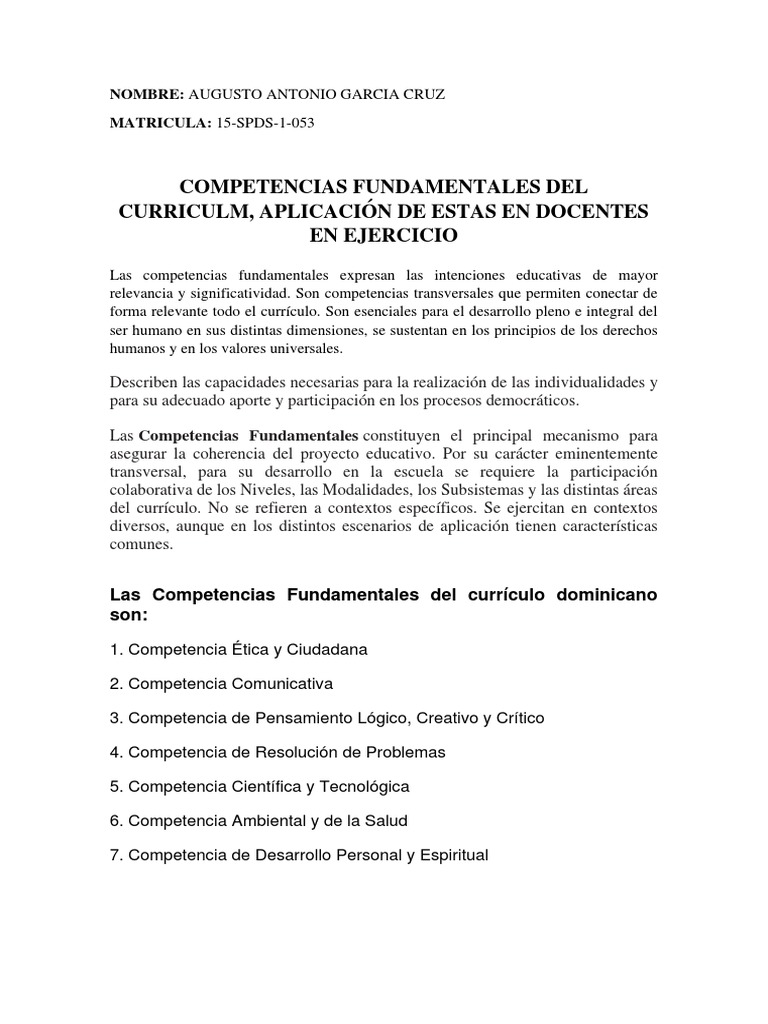 Competencias Fundamentales Del Curriculum | PDF