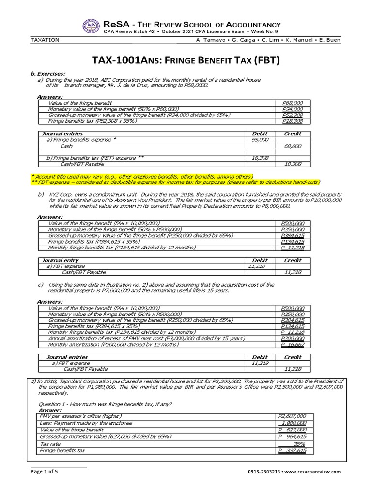 Answers, Solutions and Clarifications To Form 6 | PDF | Employee ...