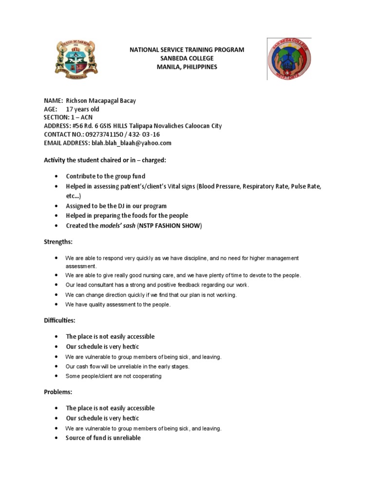 National Service Training Program | PDF | Cognition | Health Care