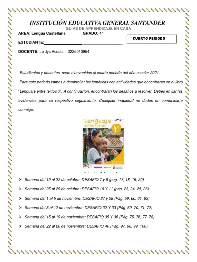 Lengua Castellana Grado 4 Cuarto Periodo | PDF