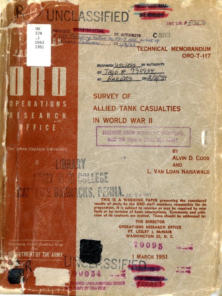 Survey of Allied Tank Casualties in WW2 (1951) | PDF