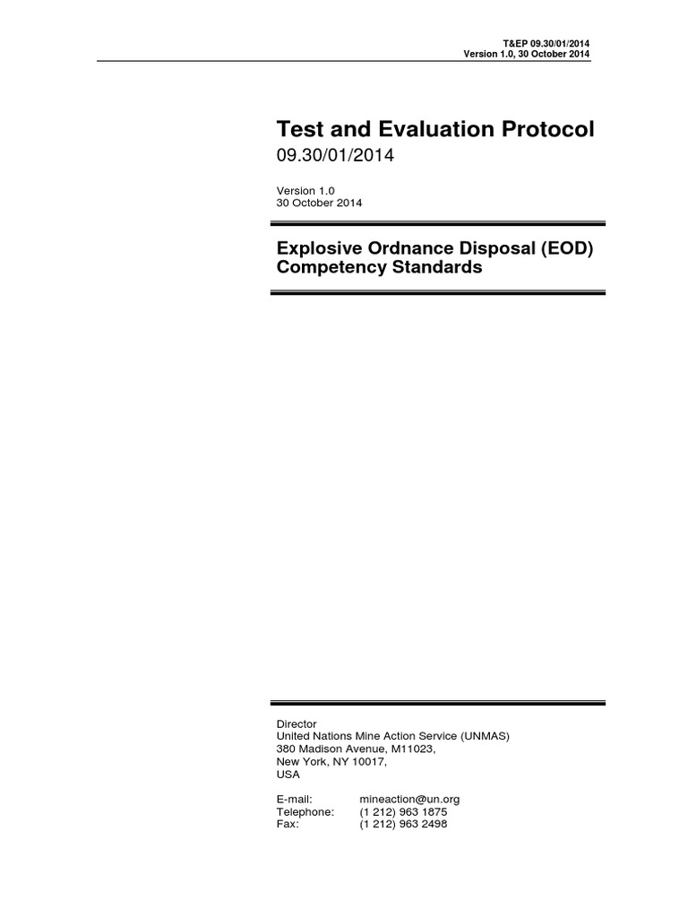 Test and Evaluation Protocol: Explosive Ordnance Disposal (EOD ...
