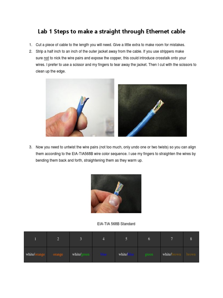 Making a Straight Through Ethernet Cable | PDF | Electrical Connector ...