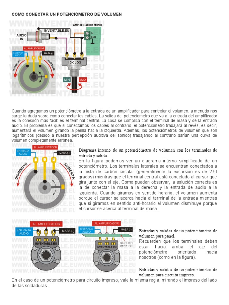 Cómo conectar correctamente un potenciómetro de volumen | PDF | Placa ...