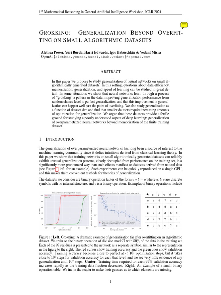 Grokking: Neural Network Generalization on Small Datasets | PDF | Artificial Neural Network ...