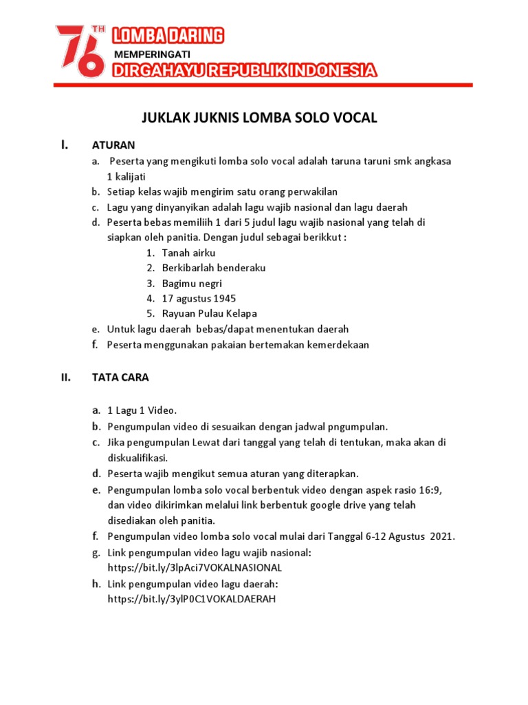 Juklak Juknis Lomba 17 Agustus 2021 | PDF
