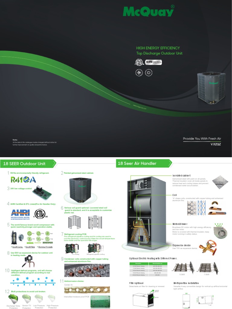 Mcquay Inverter SEER18 Descarga Vertical | PDF | Air Conditioning ...