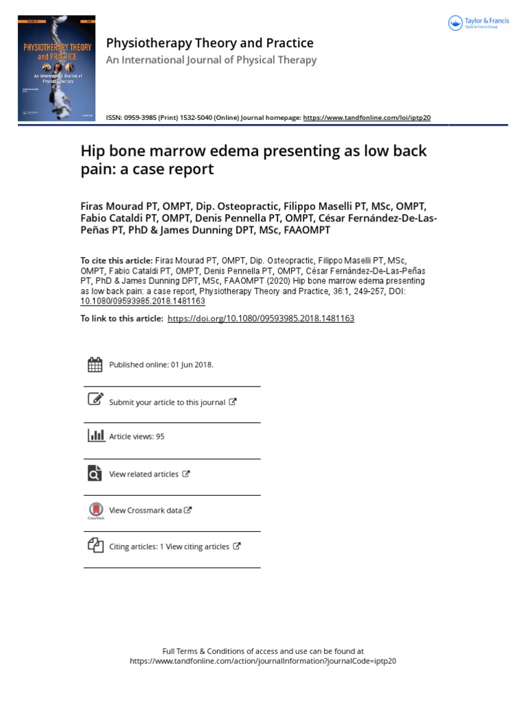 Hip Bone Marrow Edema Presenting As Low Back Pain A Case Report | PDF ...