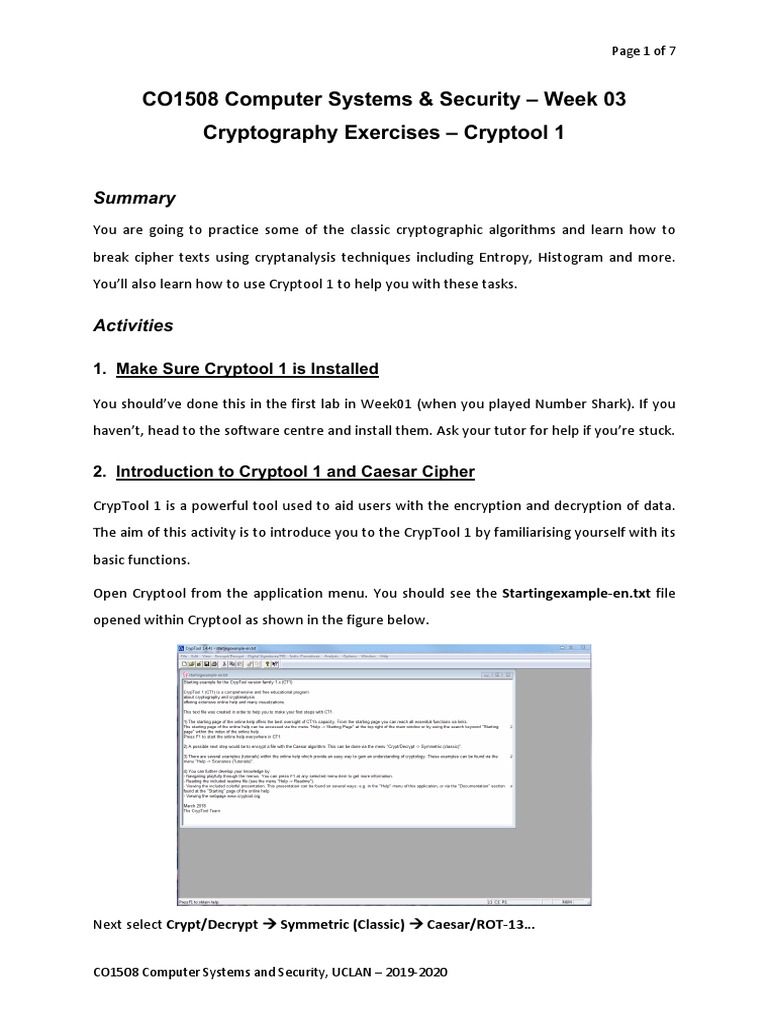 CO1508 Computer Systems & Security - Week 03 Cryptography Exercises ...