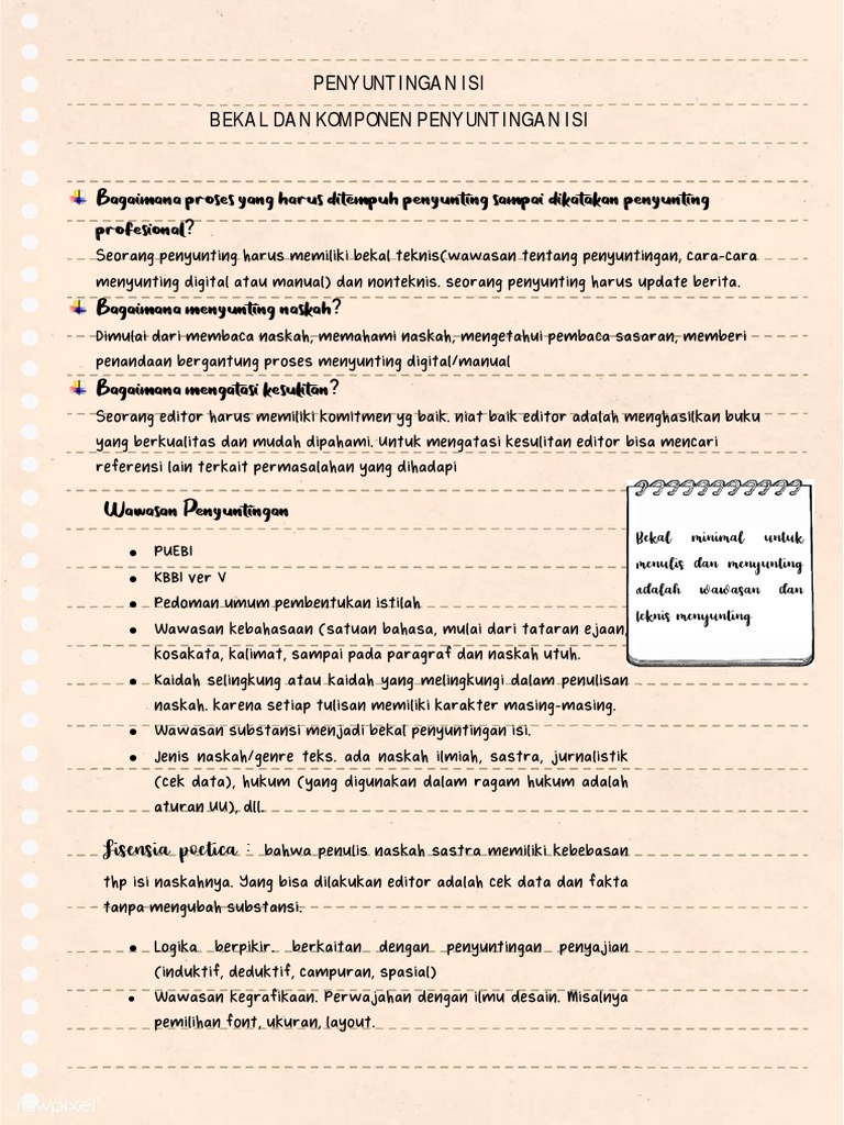 Bekal Dan Komponen Penyuntingan Isi | PDF