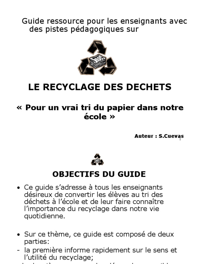 Cahier Pedagogique Enseignant | PDF | Recyclage | Déchets