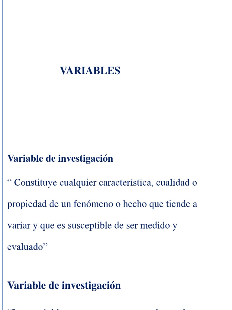 Clasificación de Variables de Investigación | PDF | Ciencia y matemáticas
