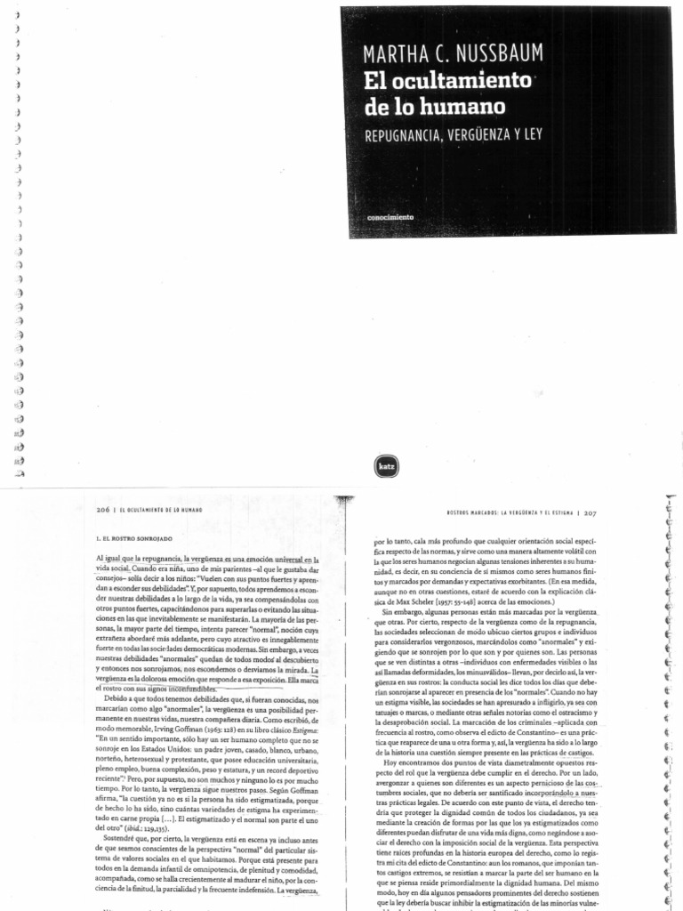 108 - Nussbaum - El Ocultamiento de Lo Humano (28 Copias) | PDF