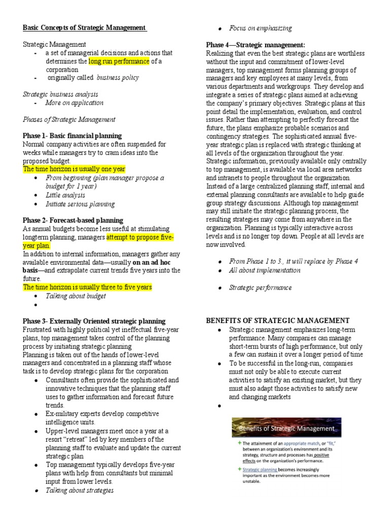 Chapter 1 - Basic Concepts of Strategic Management | PDF | Strategic ...