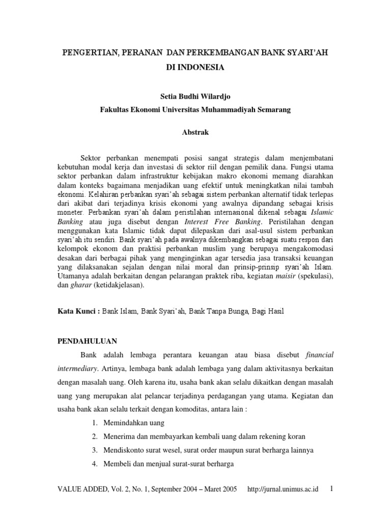 ID Pengertian Peranan Dan Perkembangan Bank Syariah Di Indonesia | PDF
