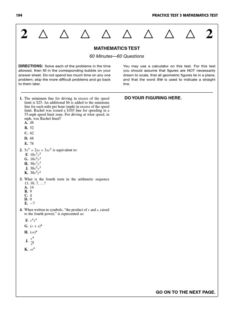 10 ACT Practice Tests 3 | PDF | Mathematics | Elementary Mathematics