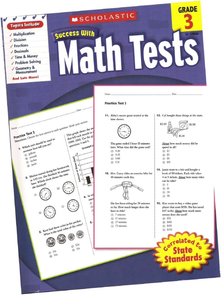 G3 Success With Math Tests | PDF | Standardized Tests | Numbers
