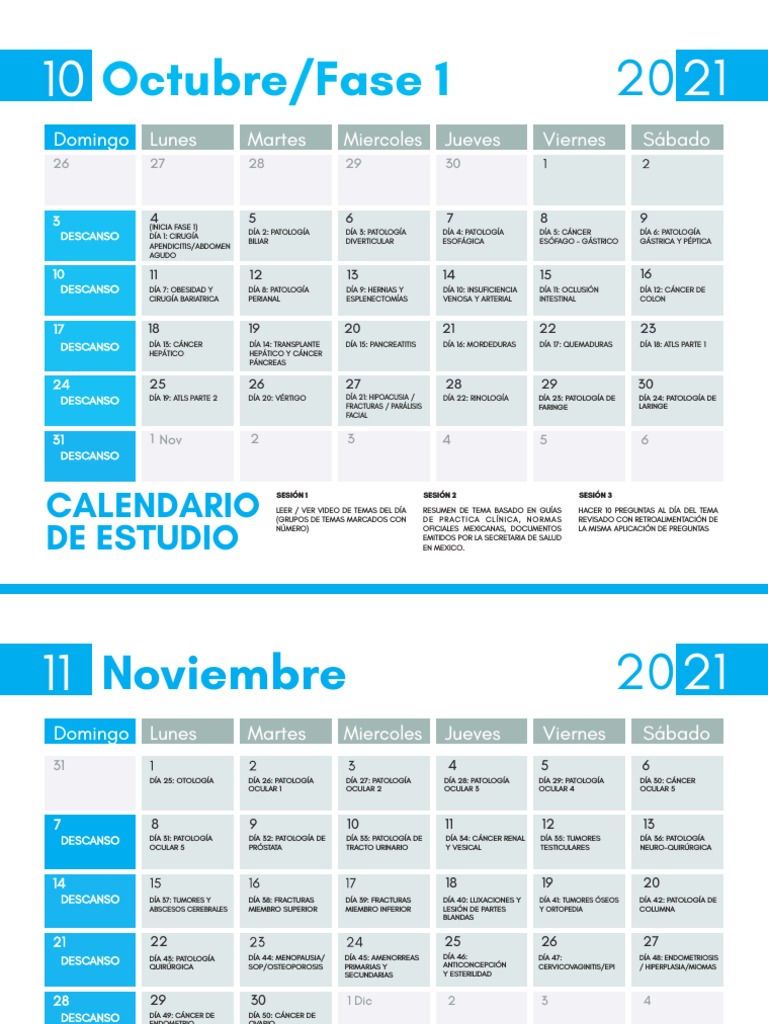 Calendario Octubre Enarm | PDF | Especialidades Medicas | Enfermedades ...